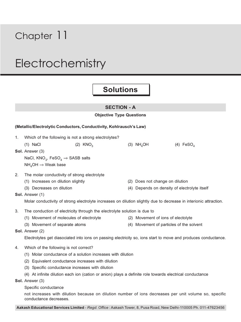Electrochemistry Solutions | PDF