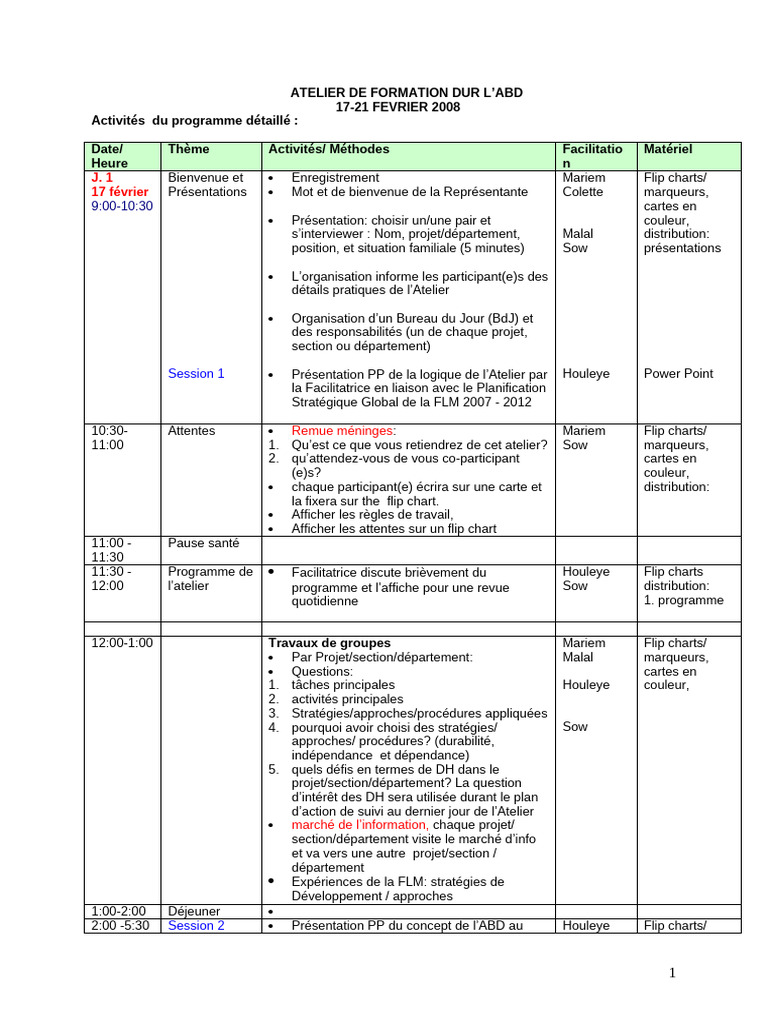 Programme - Détaillé - 15 | PDF