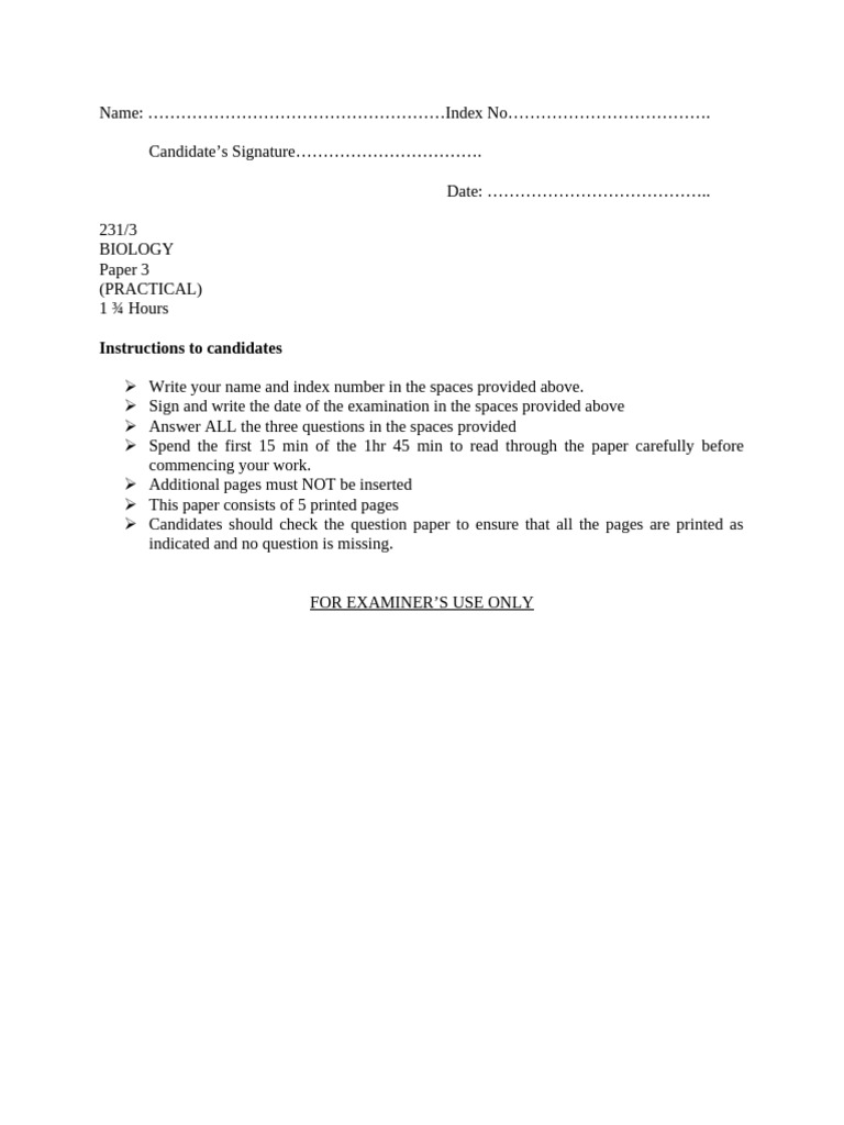 Biology-Practical-Exam-13-Questions | PDF