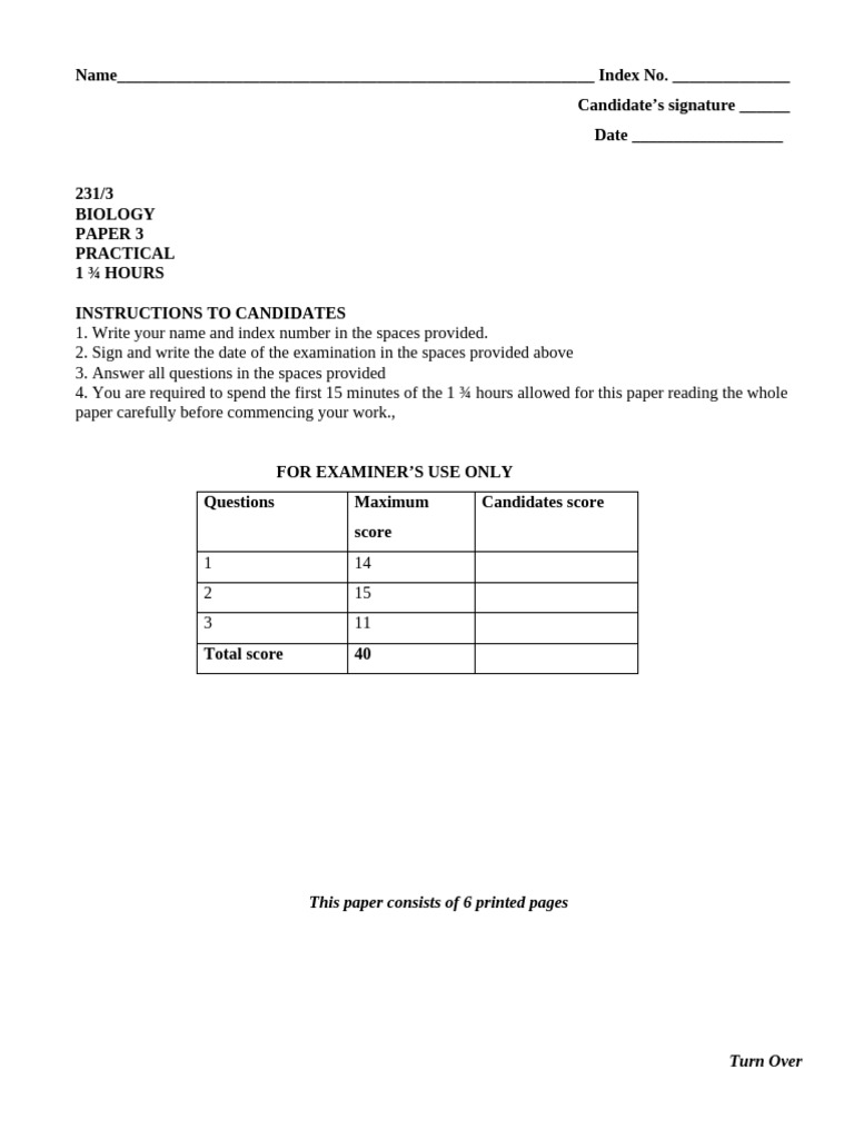 Biology Practical Exam 9 Questions | PDF