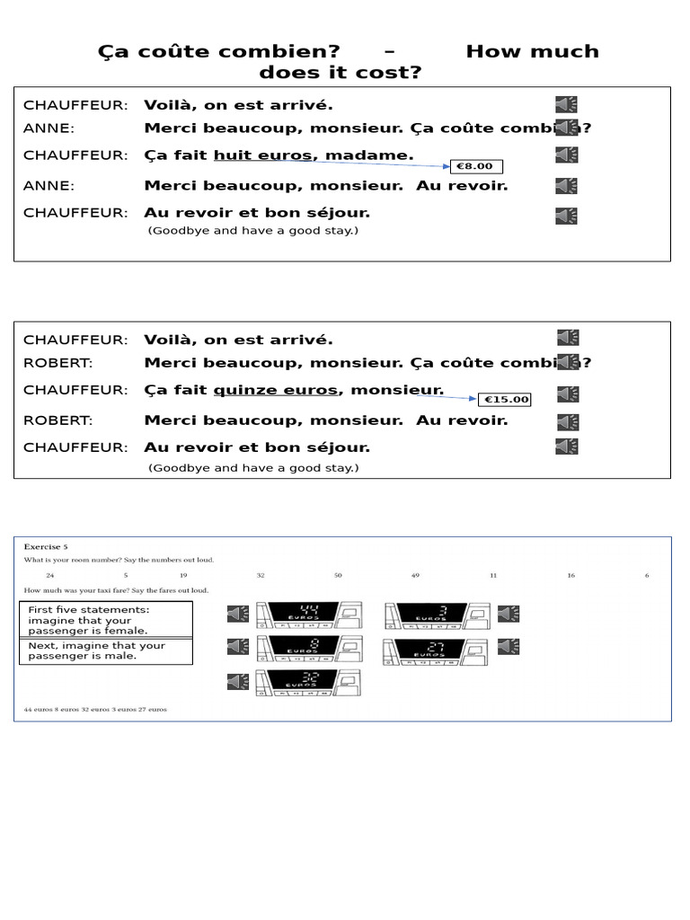 Taxi Fare Conversations in French | PDF