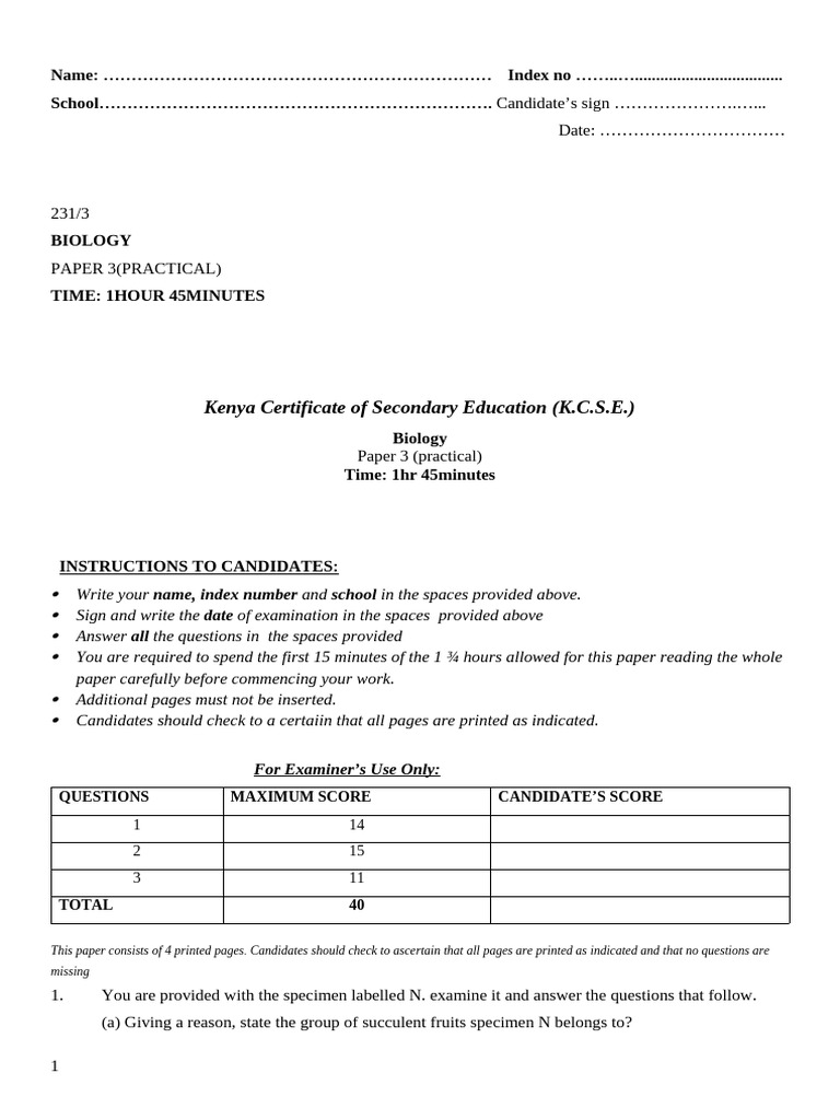 Biology Practical Exam 26 Questions | PDF