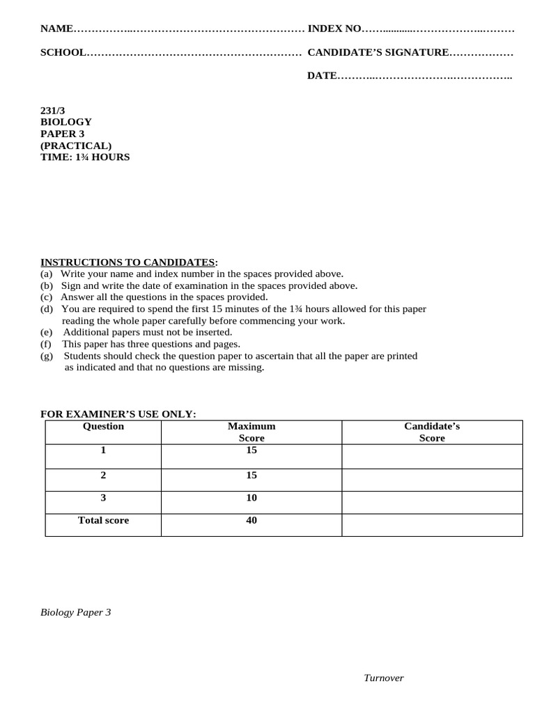 Biology-Practical-Exam-28-Questions | PDF