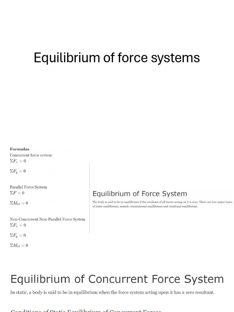 Equilibrium of Force Systems | PDF