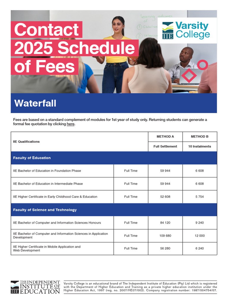 Vc-Waterfall 2025 Contact Schedule-Of Fees | PDF