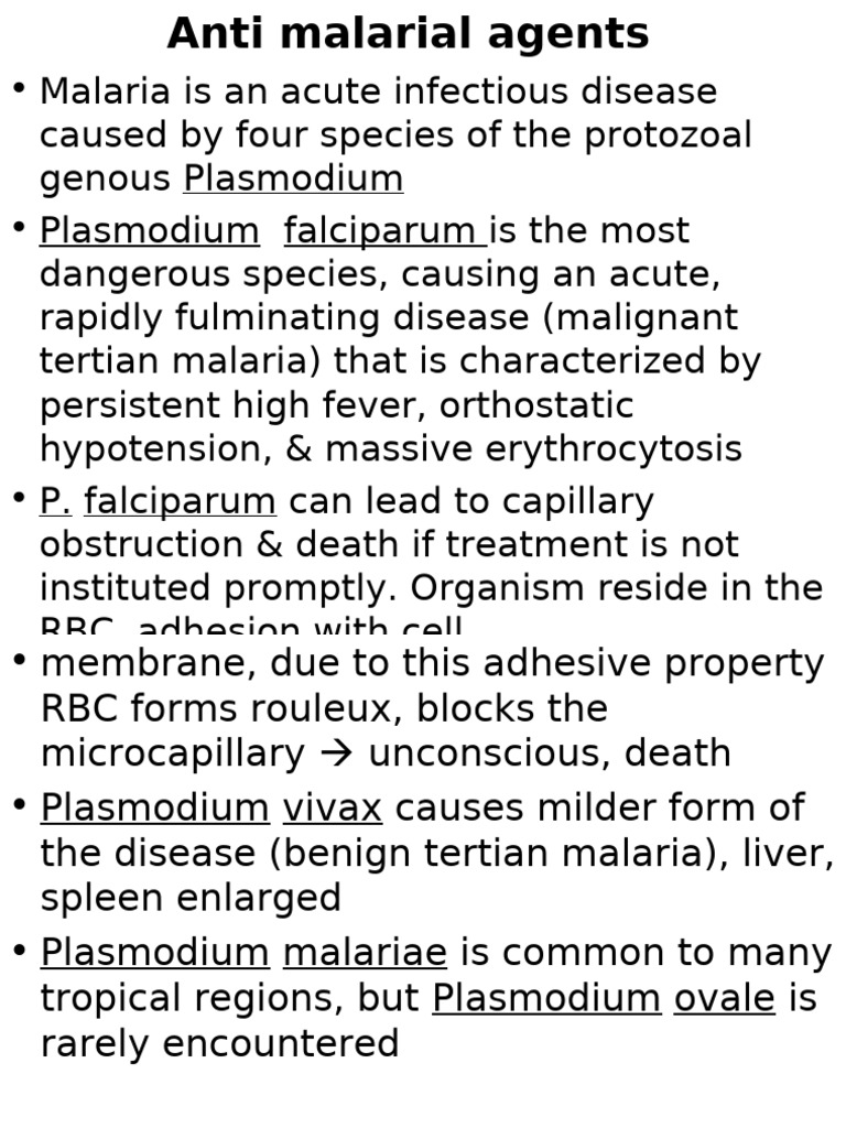 Anti Malarial Agents | PDF