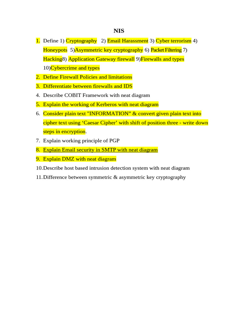 NIS Question Bank | PDF