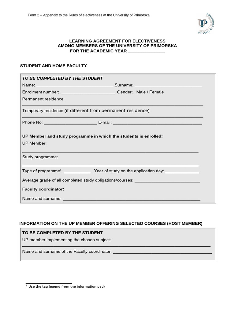 Learning Agreement | PDF