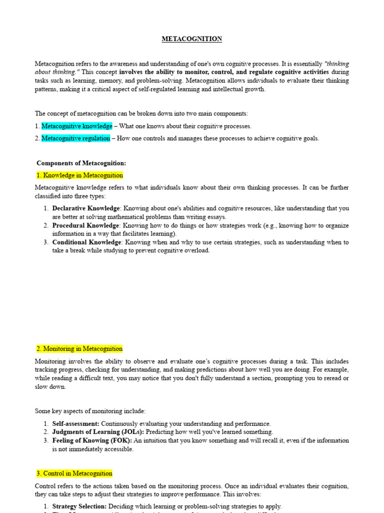 Meta Cognition | PDF