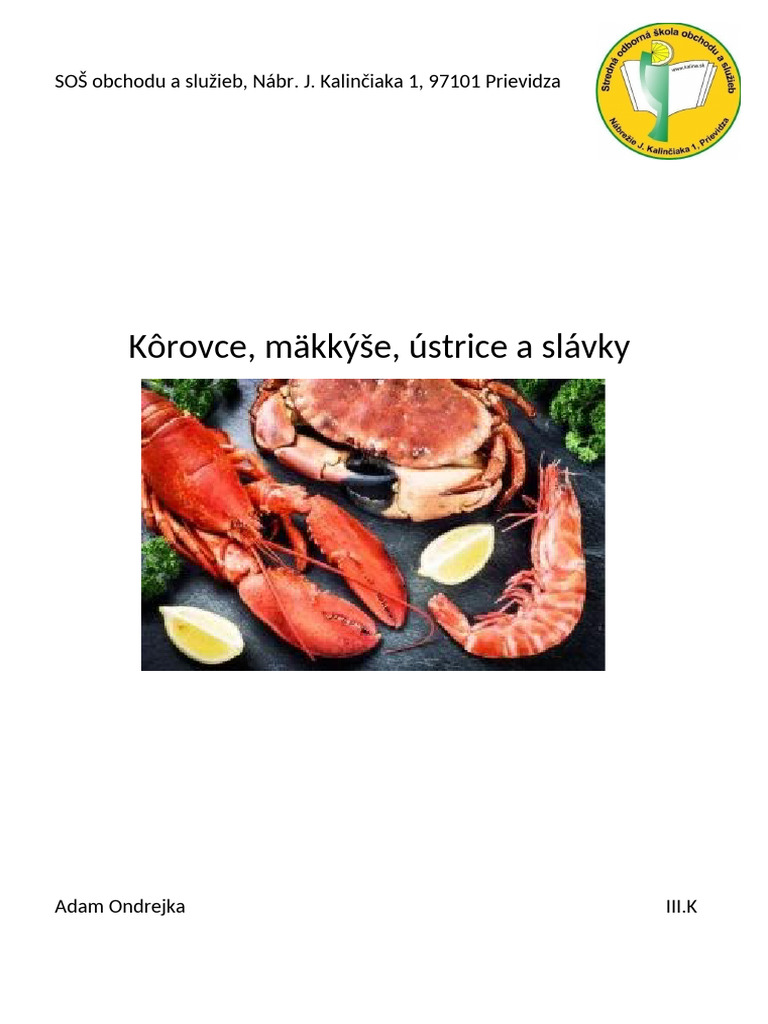 Kôrovce, Mäkkýše, Ústrice A Slávky | PDF