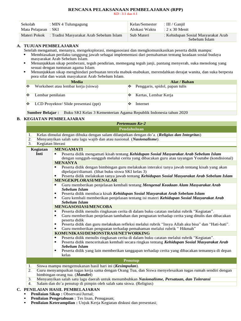 1.2 RPP I Kelas III | PDF