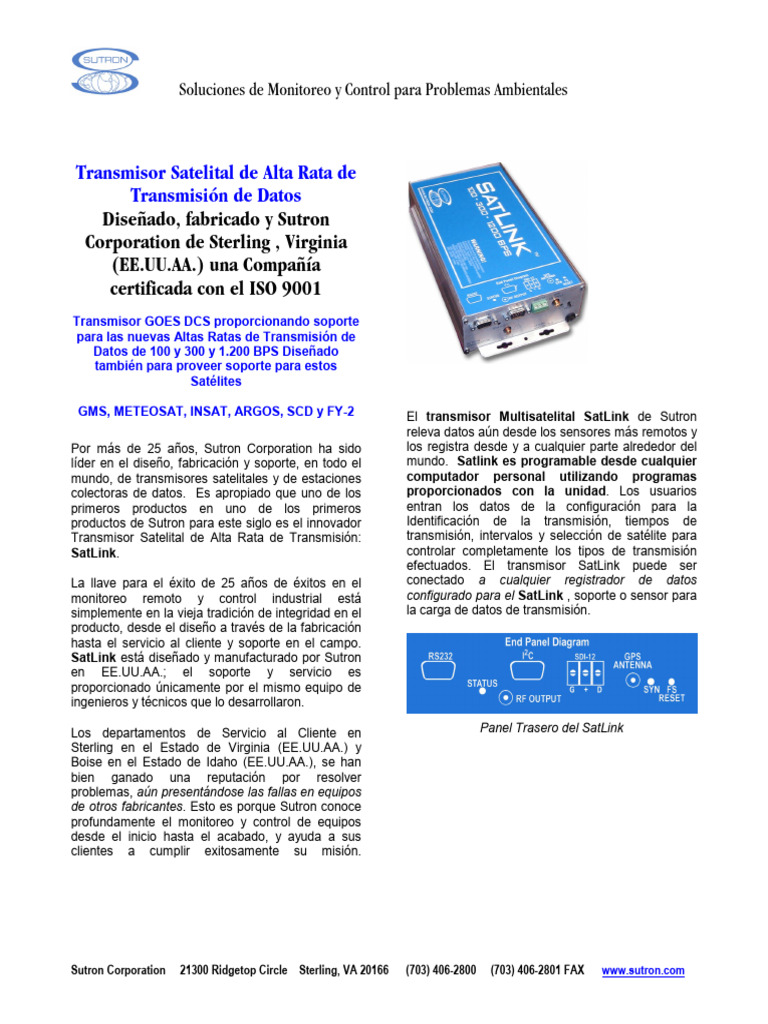 SUTRON SatLink (Español) | PDF