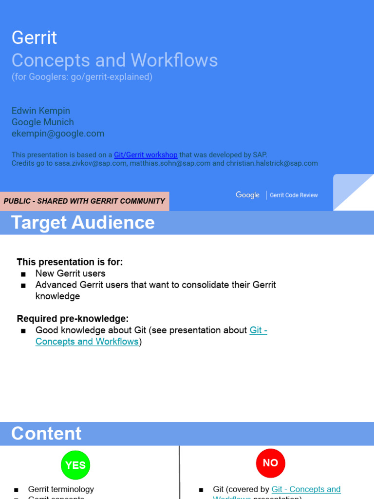 (PUBLIC) Gerrit - Concepts and Workflows 1 | PDF