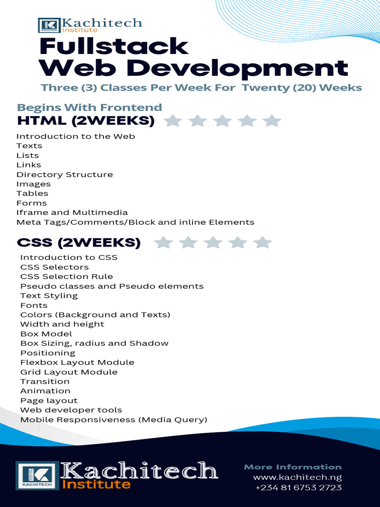 Kachitech Fullstack Course Outline | PDF