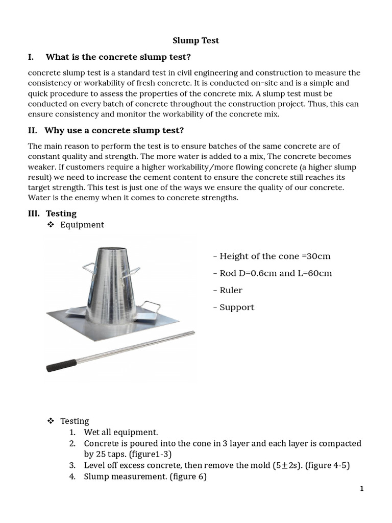 Slump Test, Strength, Grade of Concrete and Their Use | PDF