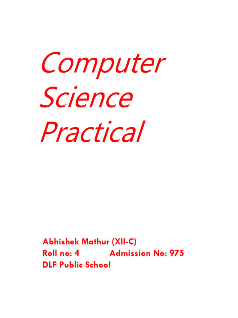Cs Practical File 1 | PDF