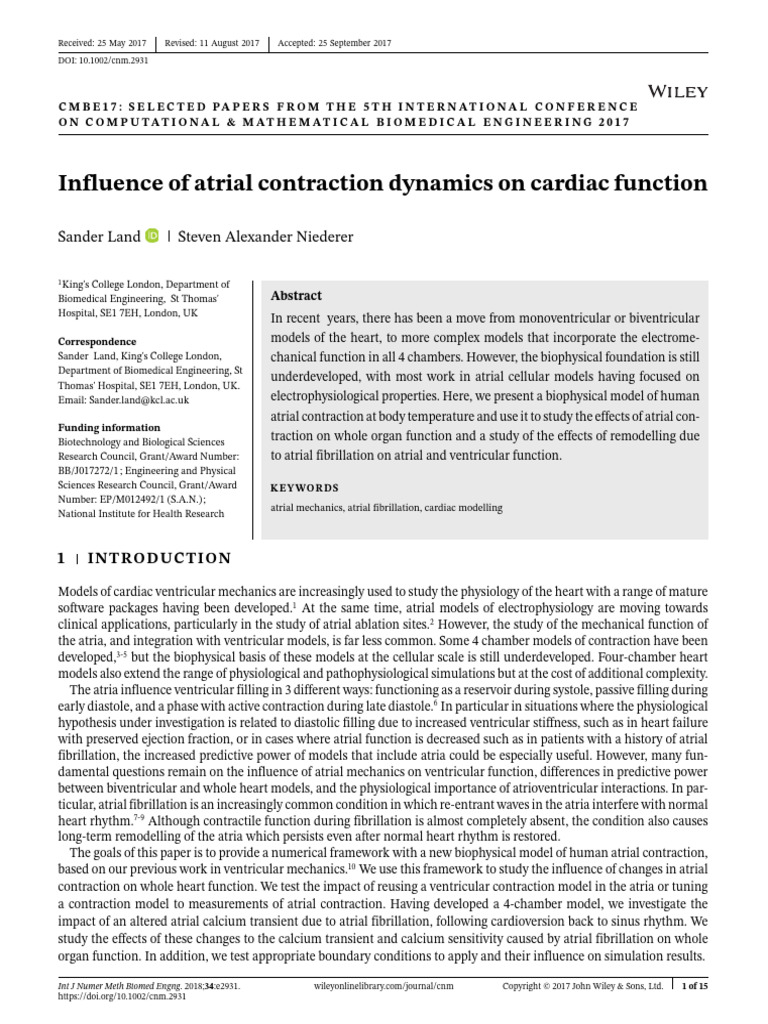 Numer Methods Biomed Eng - 2017 - Land - Influence of Atrial ...