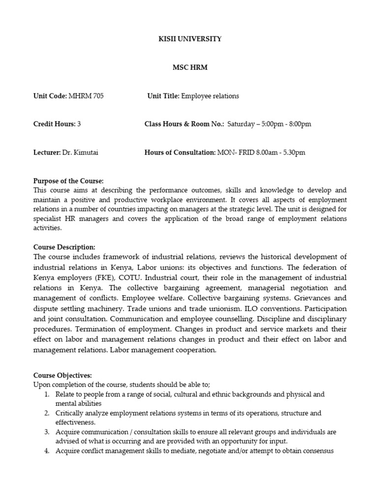 Course Outline - MHRM 705 | PDF