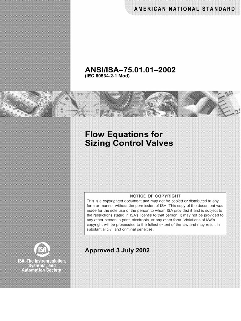 ISA 75.01.01 Flow Equations For Sizing Control Valves | PDF