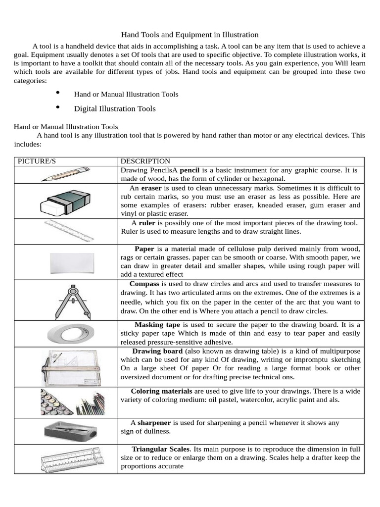Hand Tools and Equipment in Illustration | PDF