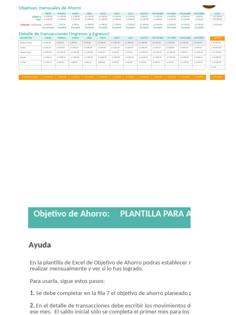 Plantilla para Ahorrar 3 Millones en 6 Meses | PDF