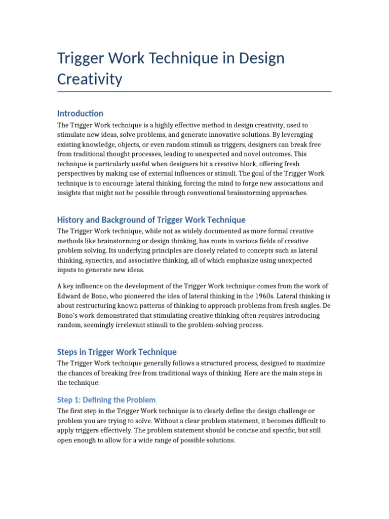 Trigger Work Technique in Design Creativity | PDF