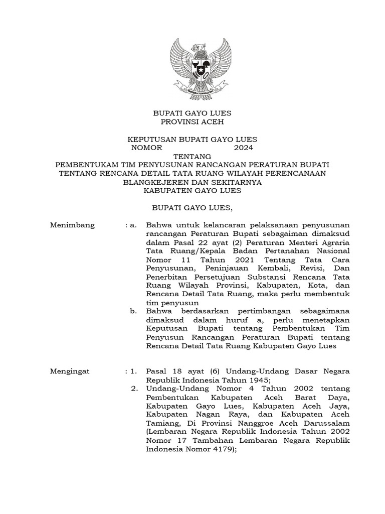 Draft SK TIM RDTR | PDF