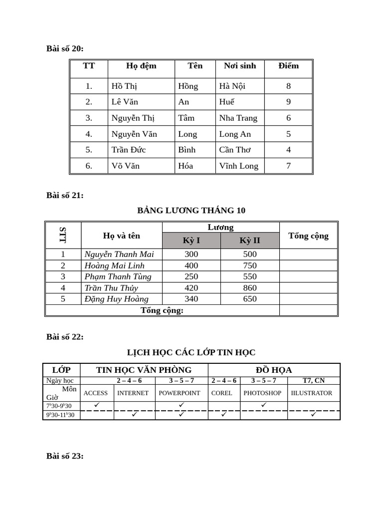 BT Table | PDF