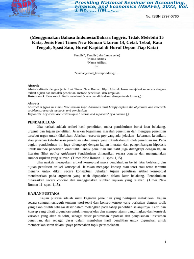 Template Draft Artikel NSAFE | PDF