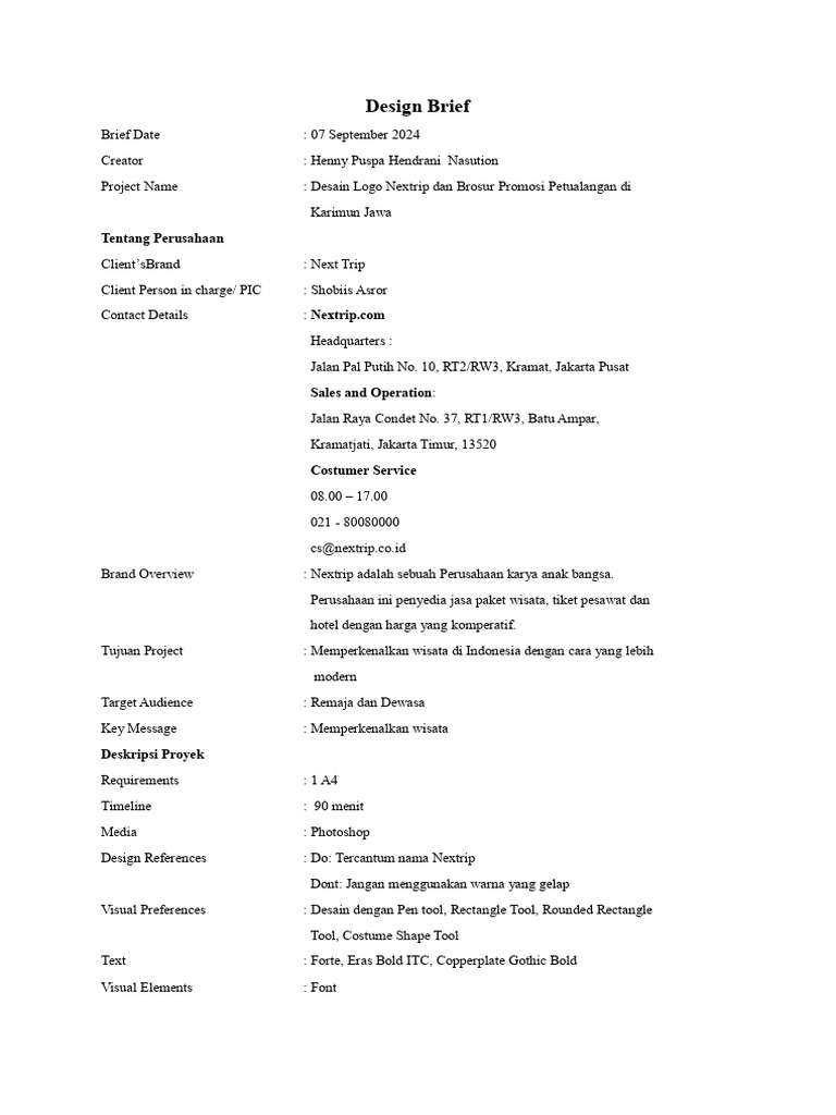 Design Brieef | PDF