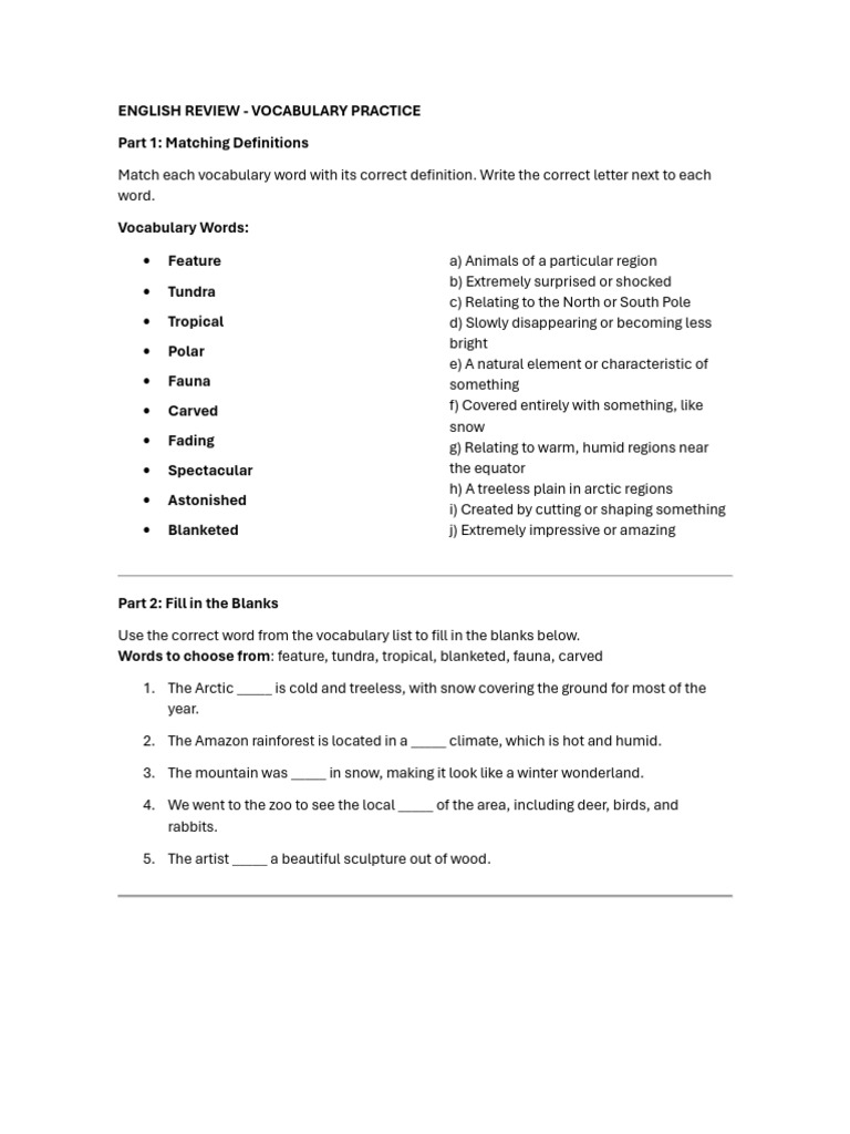 English Review-Vocabulary | PDF