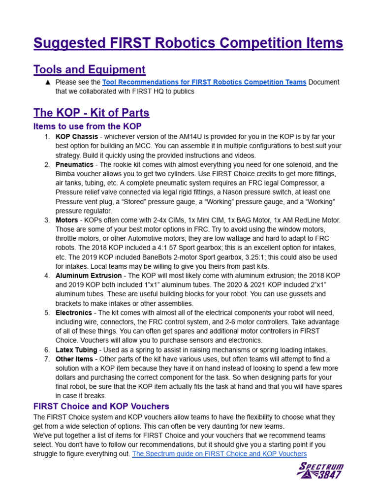 Suggested FRC Purchases | PDF