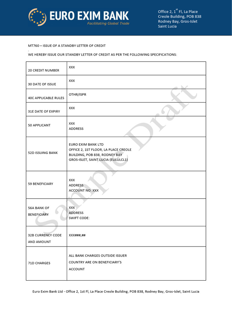 SBLC (Sample) | PDF | Letter Of Credit | Private Law