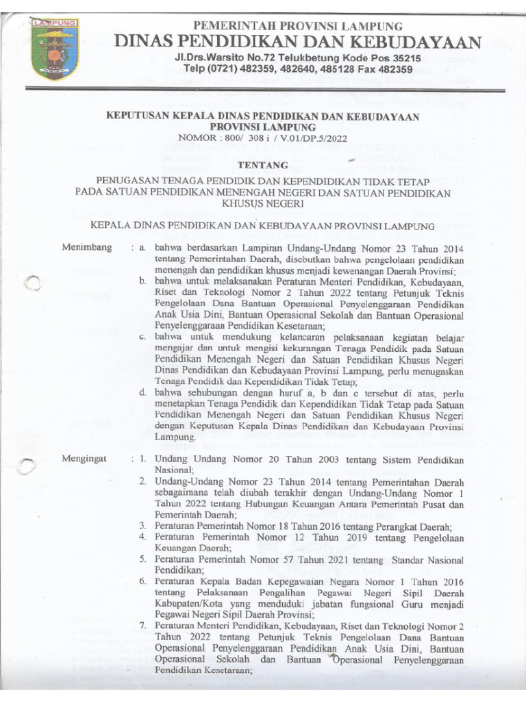 Sk Dinas 2022_kompres Oke | PDF