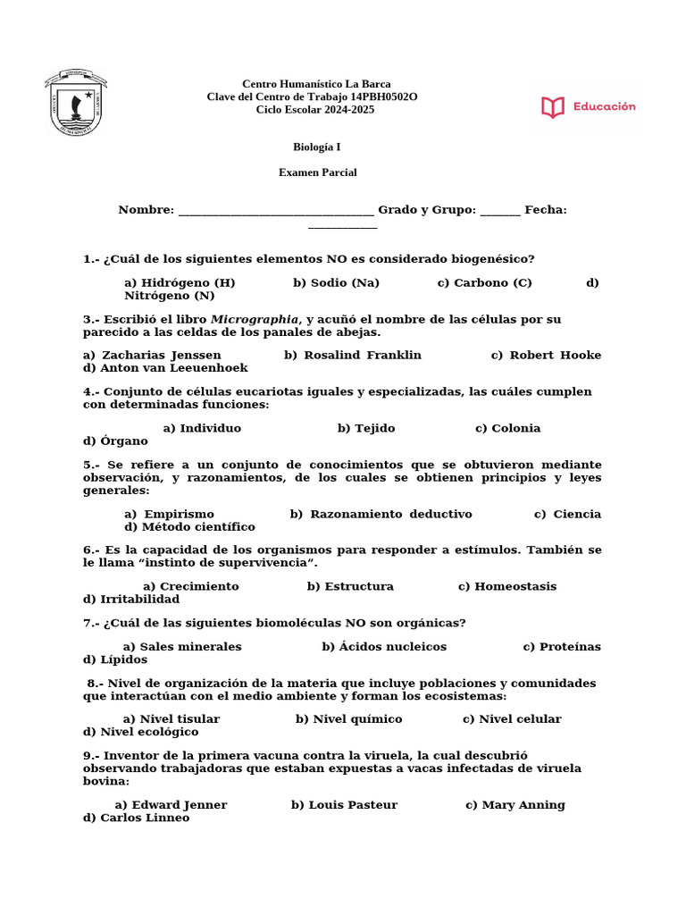 Formato de Examenes Preparatoria | PDF