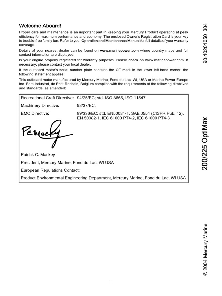 200-225 OptiMax - Brunswick Marine in EMEA 2004 | PDF | Implied ...
