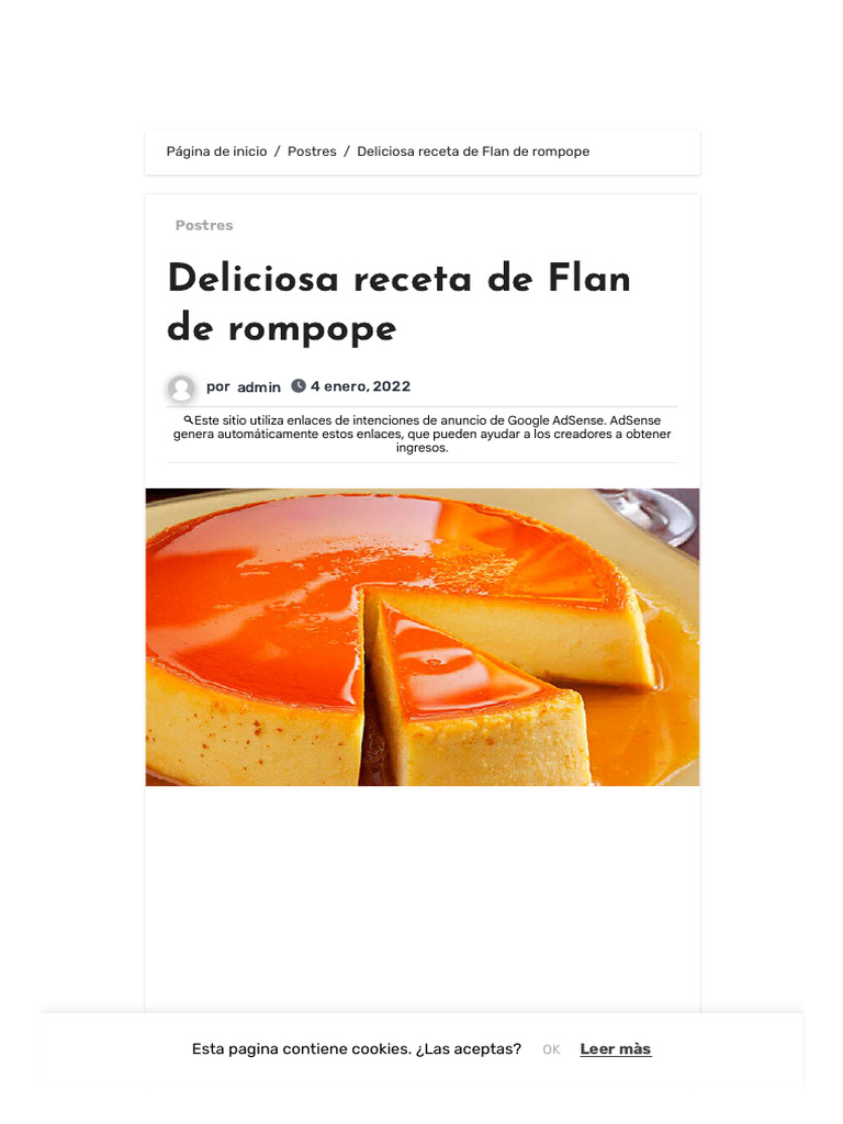 Deliciosa Receta de Flan de Rompope - Recetas de Cocina Faciles | PDF ...