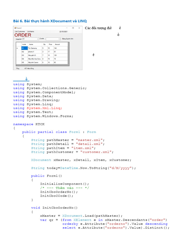 Bai 6f Xdocument Và Linq Pdf 