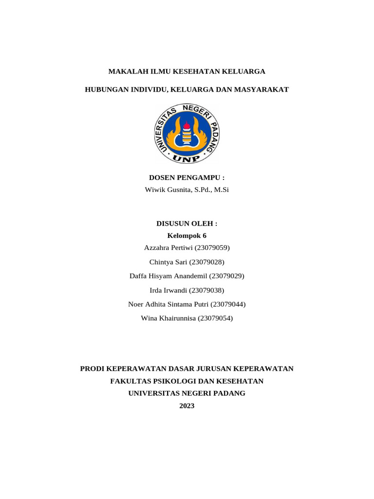 Makalah Kel. 6 Hub Individu, Keluarga Dan Masyarakat | PDF