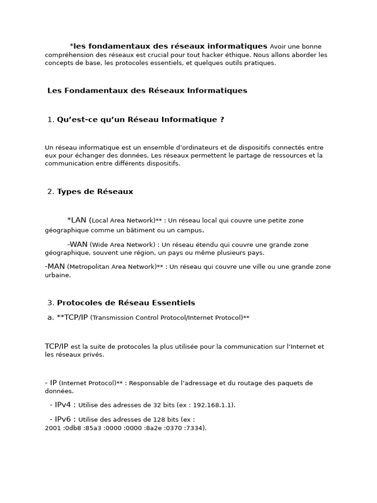 Les Fondamentaux Des Réseaux Informatiques | PDF