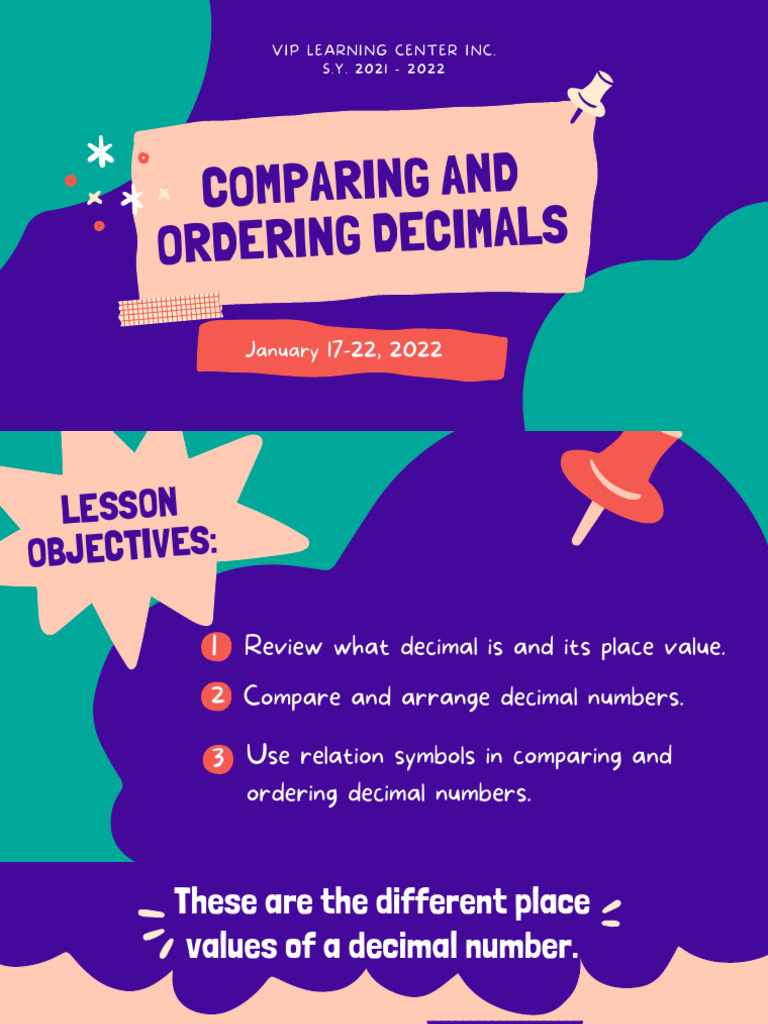 Comparing and Ordering Decimals With Activity | PDF
