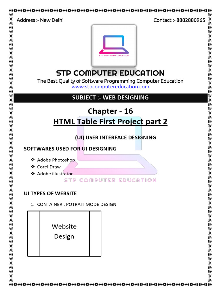 Chapter - 16 HTML Table First Project Part 2 | PDF
