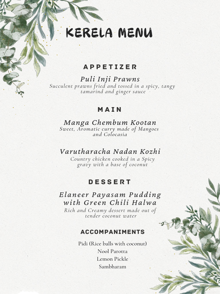 Kerela Menu | PDF