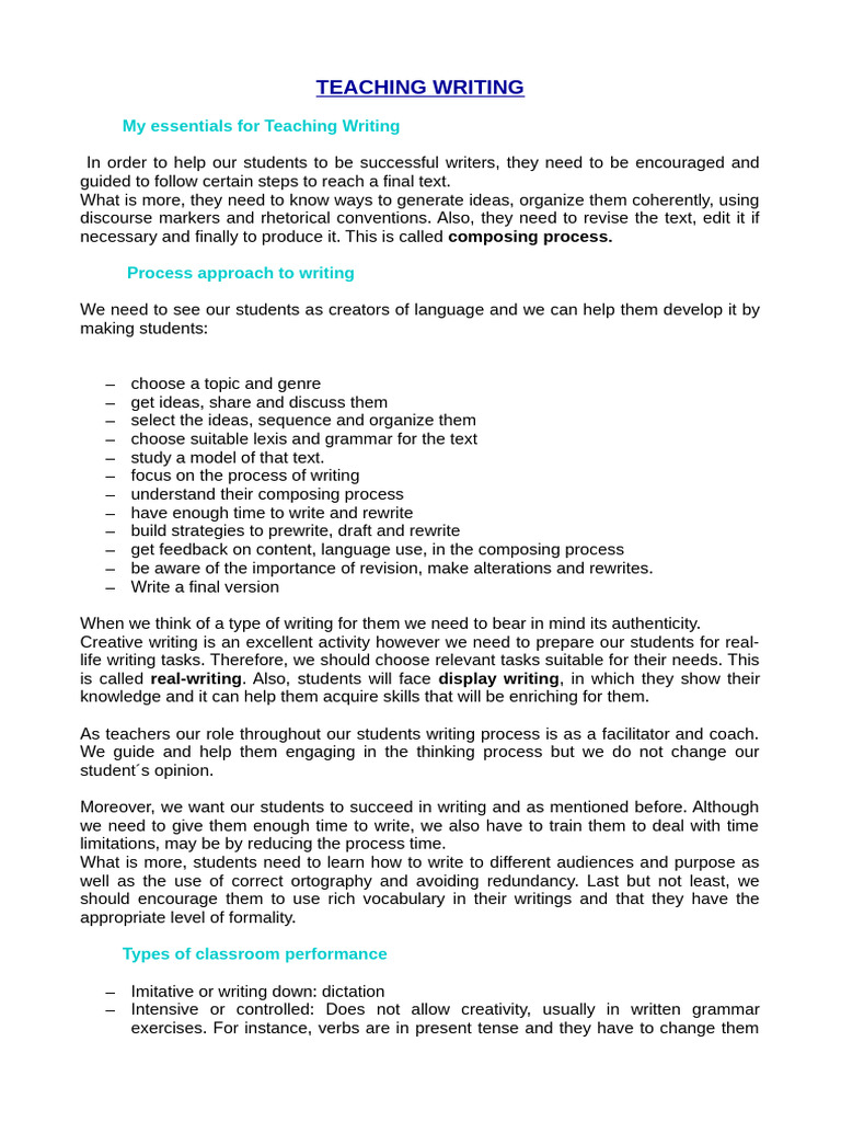 Teaching Writing | PDF