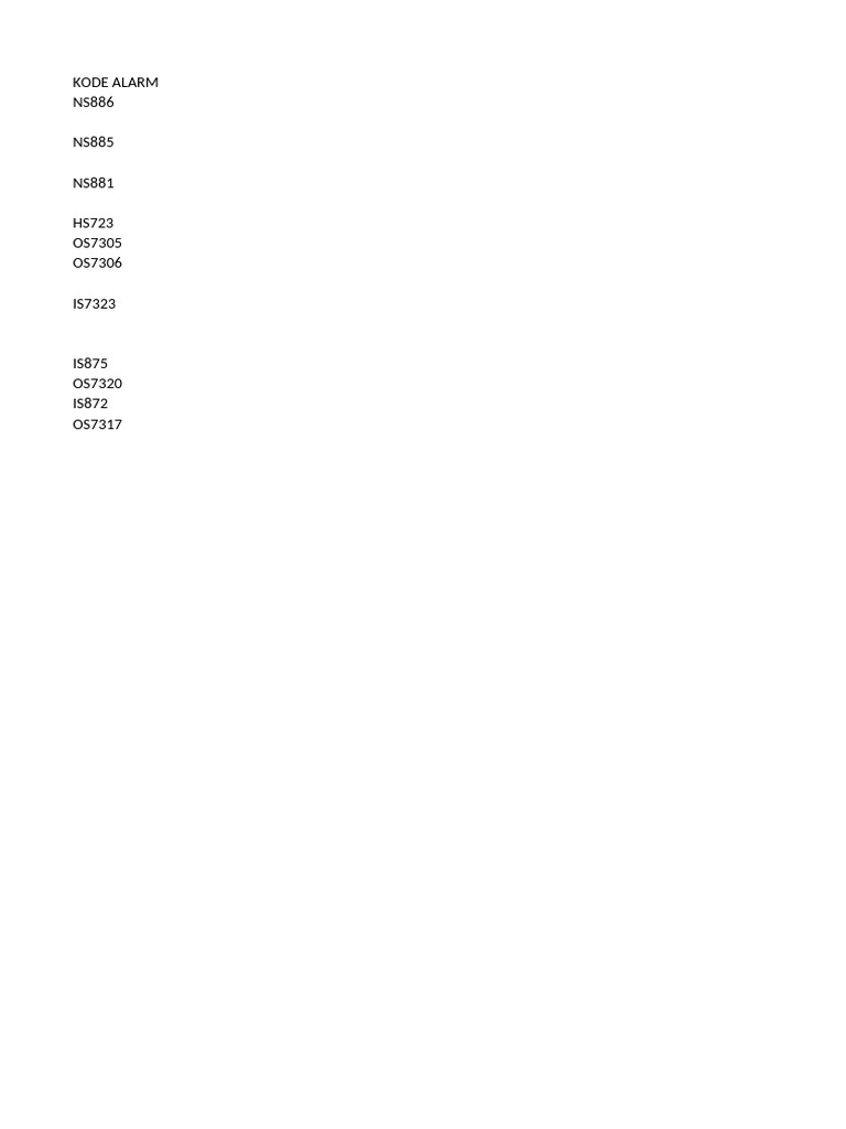 Alarm Code | PDF
