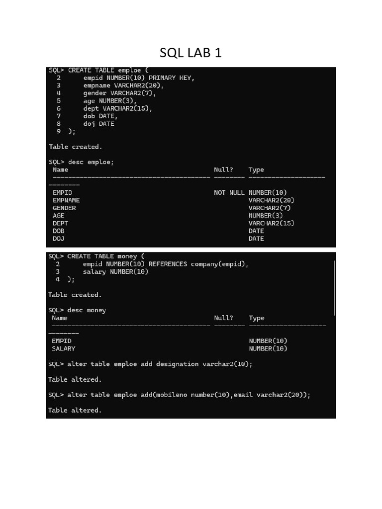 SQL LAB Practicals 1-6 | PDF SQL LAB Practicals 1-6 | PDF