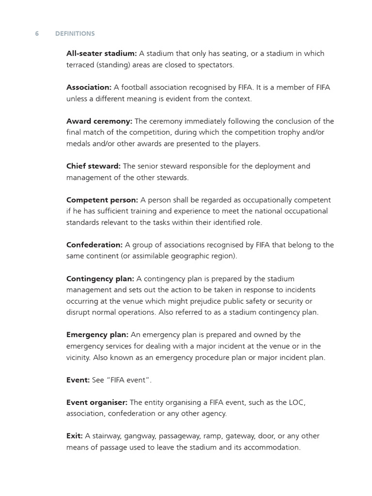 FIFA Stadium Safety Regulations 2022 | PDF | Stadium | Association Football