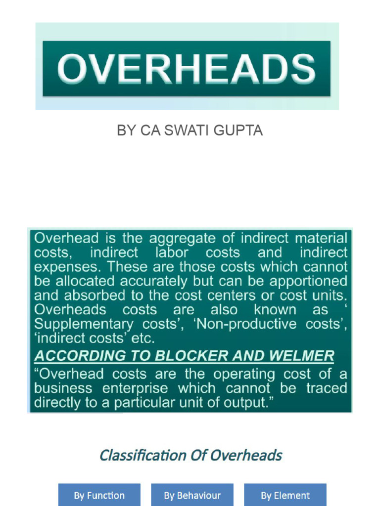 Overheads Costing | PDF