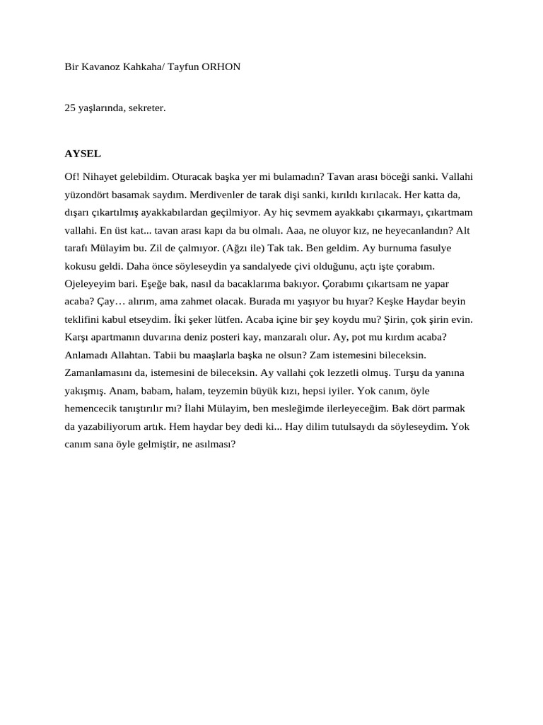 Aysel (Tayfun Orhon - Bir Kavanoz Kahkaha) | PDF