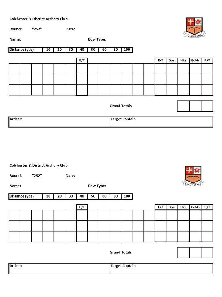 252 Scoresheet 1 | PDF
